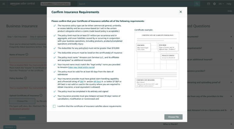 How to upload your certificate of insurance (COI) to Amazon - Data ...